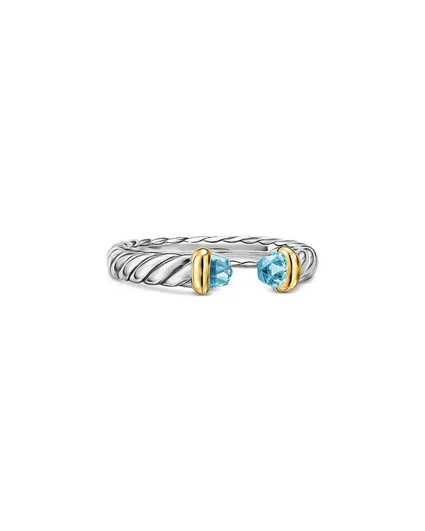 David Yurman Petite Cable Open Ring - Blue Topaz/silver