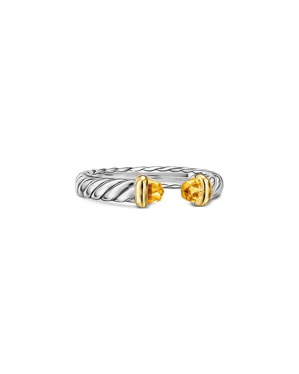 David Yurman Petite Cable Open Ring - Citrine/silver
