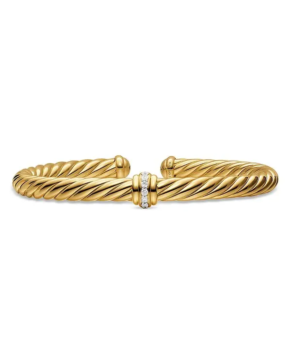 David Yurman Cablespira Flex Bracelet In 18k Yellow With Diamonds - Gold