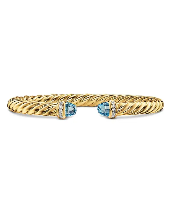David Yurman Cablespira Flex Bracelet - Blue Topaz/gold