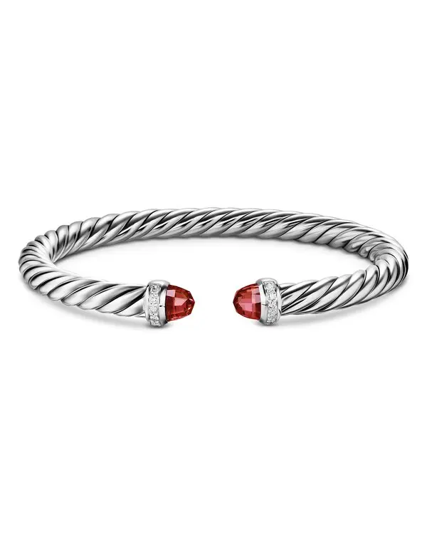 David Yurman Cable Flex Bracelet With Rhodolite Garnet And Diamonds