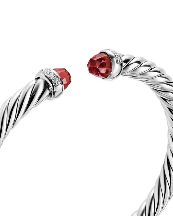 David Yurman Cable Flex Bracelet With Rhodolite Garnet And Diamonds