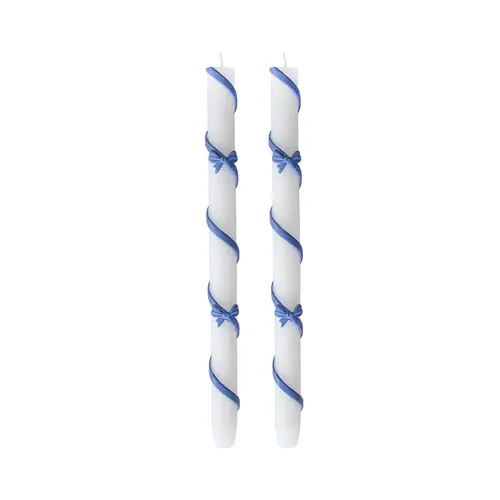 JOLLITY & CO Ribbon Bow Taper Candle Set - Blue