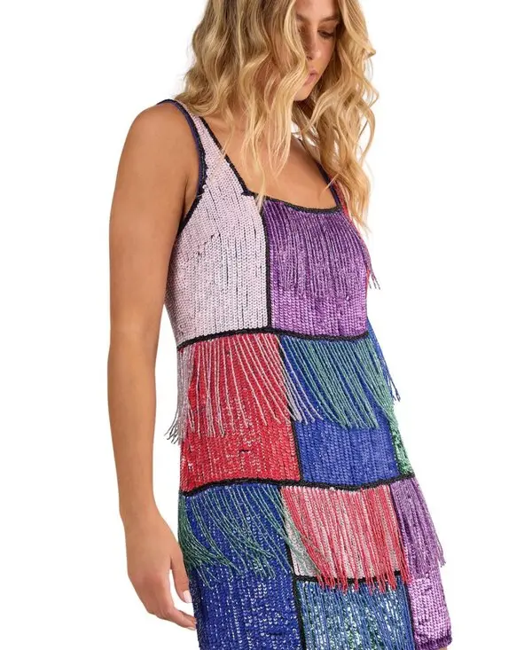 nasty gal rainbow sequin dress Multi Rainbow Chainmail Cowl Mini Dress