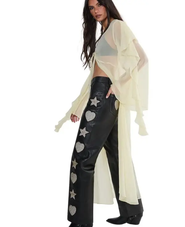 Nasty Gal Leather Applique Pants