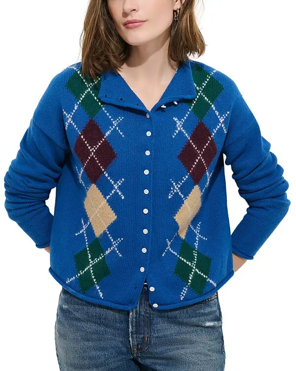 ALEX MILL Taylor Argyle Cardigan Sweater - Cunningham