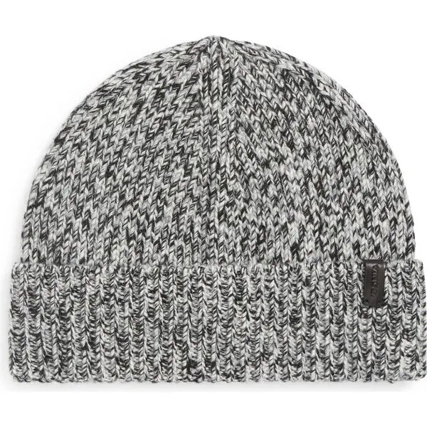 Vince Brushed Marled Cashmere Cuffed Beanie - Black