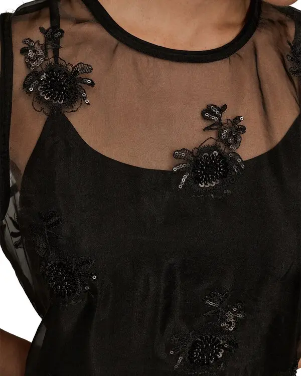 Donna Karan New York Embellished Organza Midi Dress In Black - 40% Off |  Editorialist