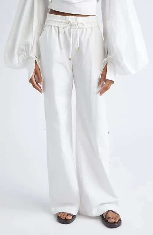 Zimmermann Rebellion Cotton Poplin Wide Leg Button Pants - Ivory