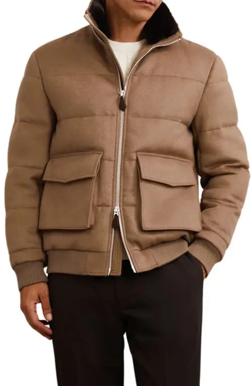 REISS Gerald Puffer Jacket - Light Brown