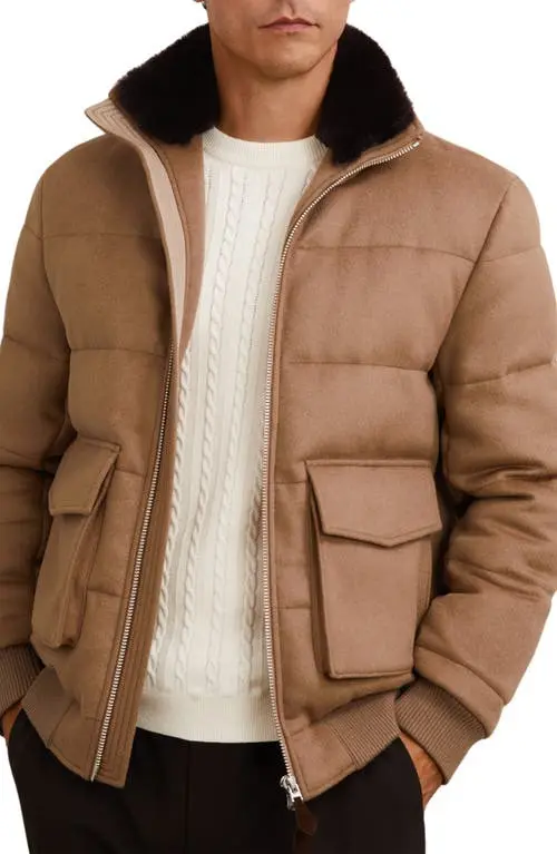 REISS Gerald Puffer Jacket - Light Brown