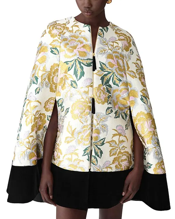 Carolina Herrera Floral Cape Coat