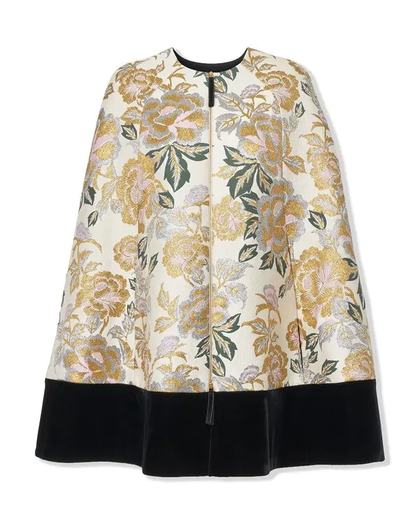 Carolina Herrera Floral Cape Coat