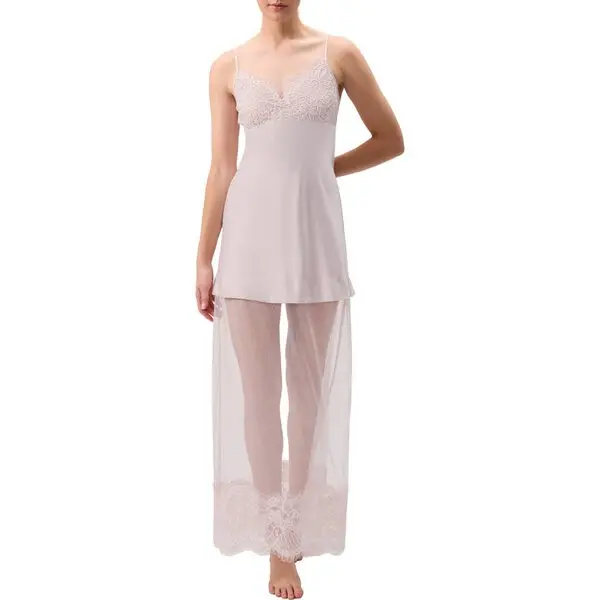 Rya Collection Serenade Lace & Mesh Panel Carmeuse Nightgown - Sepia Rose