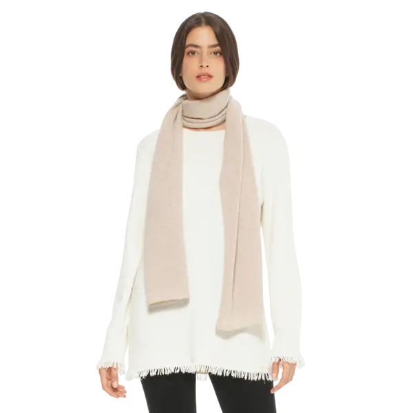 MONTICELLI CASHMERE Essential Pure Cashmere Maxi Wide Scarf - Beige