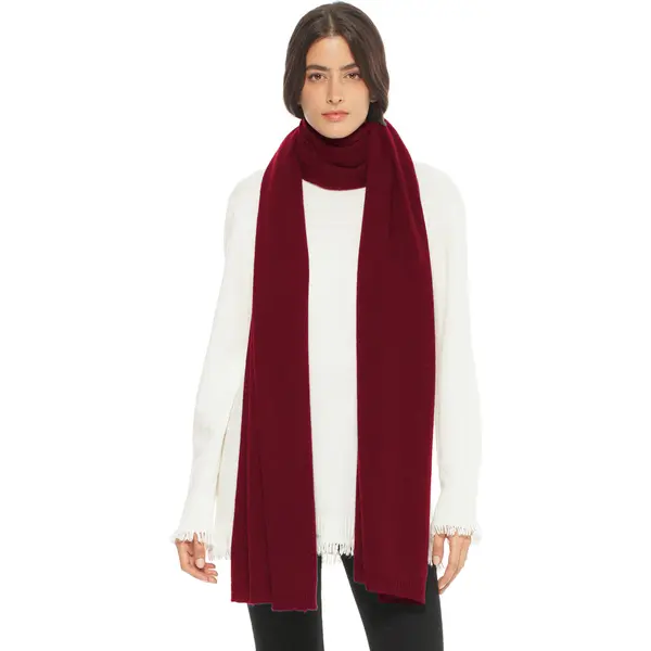 MONTICELLI CASHMERE Essential Pure Cashmere Maxi Wide Scarf - Bordeaux