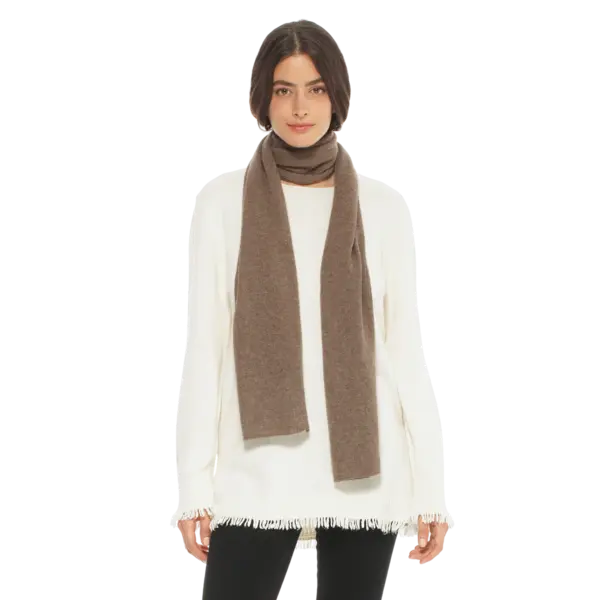 MONTICELLI CASHMERE Essential Pure Cashmere Maxi Wide Scarf - Brown