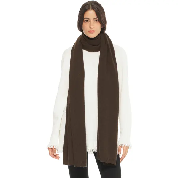 MONTICELLI CASHMERE Essential Pure Cashmere Maxi Wide Scarf - Coffee