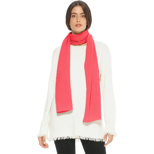 MONTICELLI CASHMERE Essential Pure Cashmere Maxi Wide Scarf - Coral Red