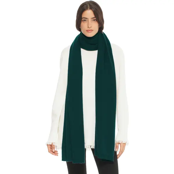 MONTICELLI CASHMERE Essential Pure Cashmere Maxi Wide Scarf - Forest Green