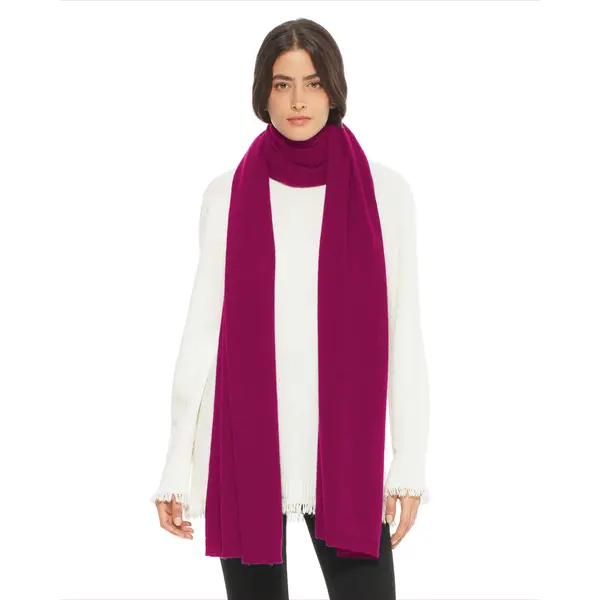 MONTICELLI CASHMERE Essential Pure Cashmere Maxi Wide Scarf - Magenta