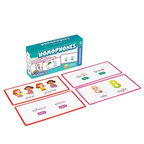 JUNIOR LEARNING Rainbow Phonics Homophones Word Flash Cards