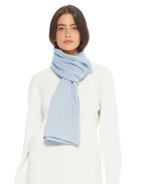 MONTICELLI CASHMERE Pure Cashmere Plush-ribbed Scarf - Baby Blue