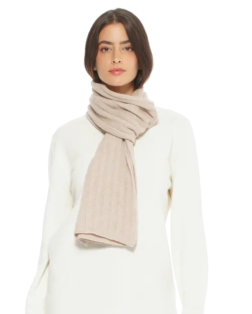 MONTICELLI CASHMERE Pure Cashmere Plush-ribbed Scarf - Beige