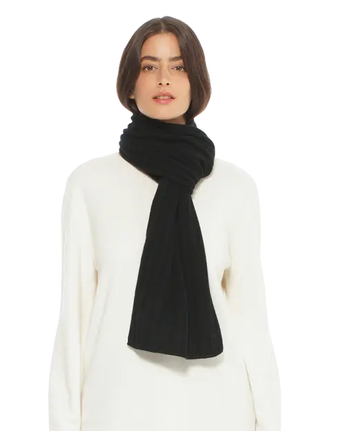 MONTICELLI CASHMERE Pure Cashmere Plush-ribbed Scarf - Black