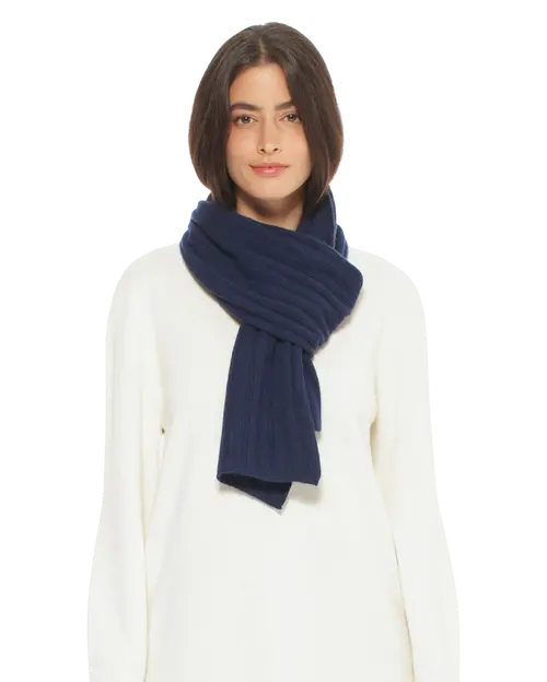 MONTICELLI CASHMERE Pure Cashmere Plush-ribbed Scarf - Blue