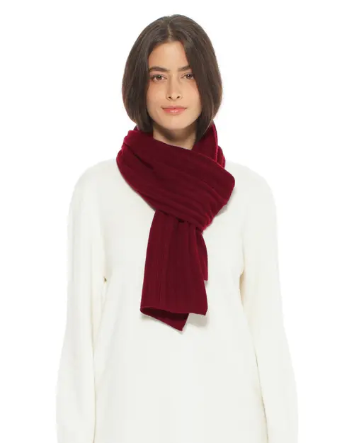 MONTICELLI CASHMERE Pure Cashmere Plush-ribbed Scarf - Bordeaux