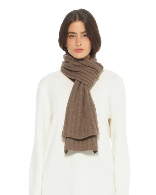MONTICELLI CASHMERE Pure Cashmere Plush-ribbed Scarf - Brown