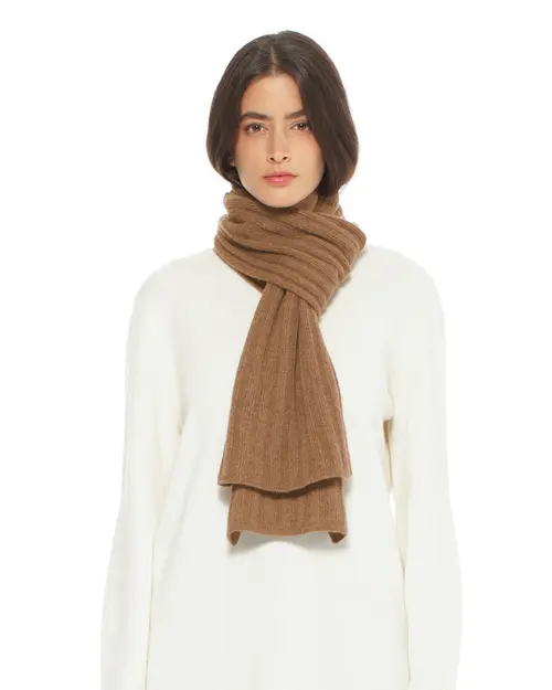 MONTICELLI CASHMERE Pure Cashmere Plush-ribbed Scarf - Camel