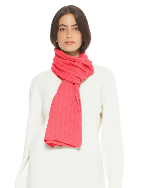 MONTICELLI CASHMERE Pure Cashmere Plush-ribbed Scarf - Coral Red