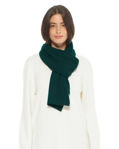 MONTICELLI CASHMERE Pure Cashmere Plush-ribbed Scarf - Forest Green
