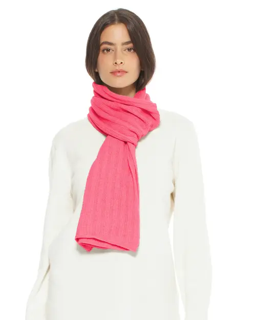 MONTICELLI CASHMERE Pure Cashmere Plush-ribbed Scarf - Fuchsia