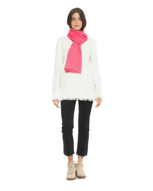MONTICELLI CASHMERE Pure Cashmere Plush-ribbed Scarf - Fuchsia