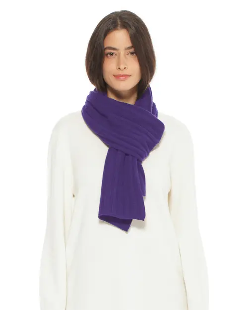 MONTICELLI CASHMERE Pure Cashmere Plush-ribbed Scarf - Iris Purple