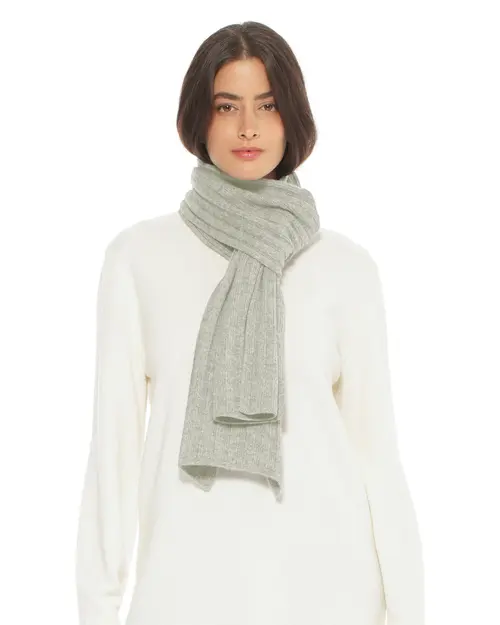 MONTICELLI CASHMERE Pure Cashmere Plush-ribbed Scarf - Light Gray