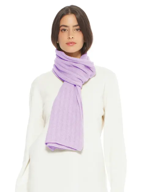 MONTICELLI CASHMERE Pure Cashmere Plush-ribbed Scarf - Lilac