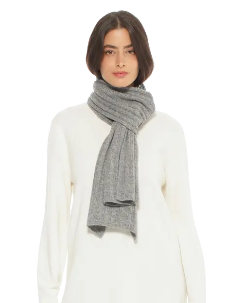 MONTICELLI CASHMERE Pure Cashmere Plush-ribbed Scarf - Melange Grey