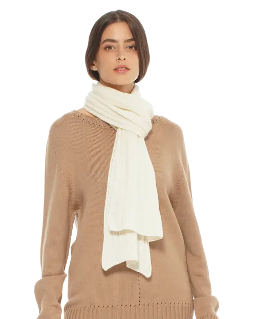 MONTICELLI CASHMERE Pure Cashmere Plush-ribbed Scarf - Milk White