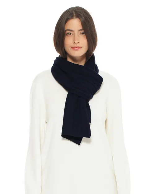 MONTICELLI CASHMERE Pure Cashmere Plush-ribbed Scarf - Night Blue