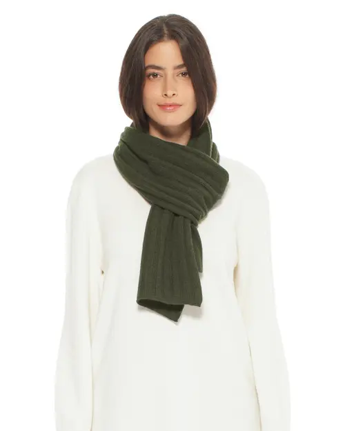 MONTICELLI CASHMERE Pure Cashmere Plush-ribbed Scarf - Olive Green