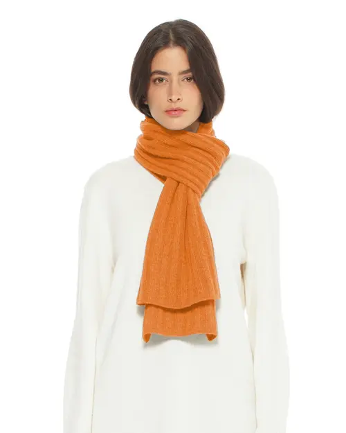 MONTICELLI CASHMERE Pure Cashmere Plush-ribbed Scarf - Saffron