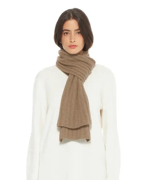 MONTICELLI CASHMERE Pure Cashmere Plush-ribbed Scarf - Taupe