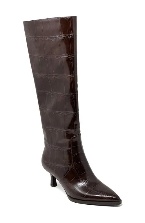 SHU SHOP Vanessa Pointed-toe Knee High Boots - Brown Croco