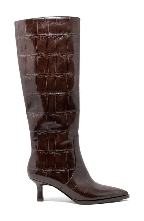 SHU SHOP Vanessa Pointed-toe Knee High Boots - Brown Croco