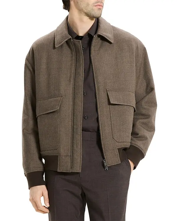 Theory Modern Aviator Jacket In Wool - Feather