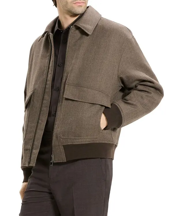 Theory Modern Aviator Jacket In Wool - Feather